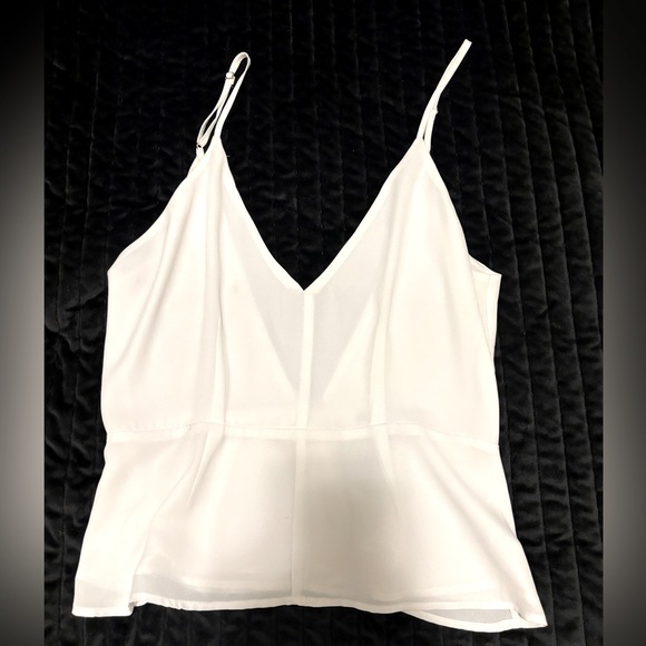 Tops | White Peplum Top With Low V Cut Back Detail | Poshmark